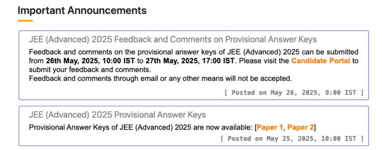 JEE Advanced 2025 Answer Key Out, PDF & Objection Link Here