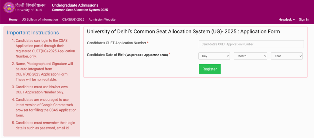 DU Admissions via CUET 2025 Started: Get CSAS Registration link & Details