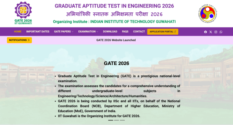 GATE 2026 Exam Date Out, Get GATE 2026 Website Link & Updates