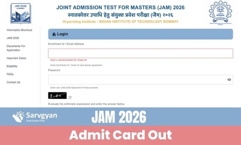 JAM 2026 Admit Card Out, Direct Link Here