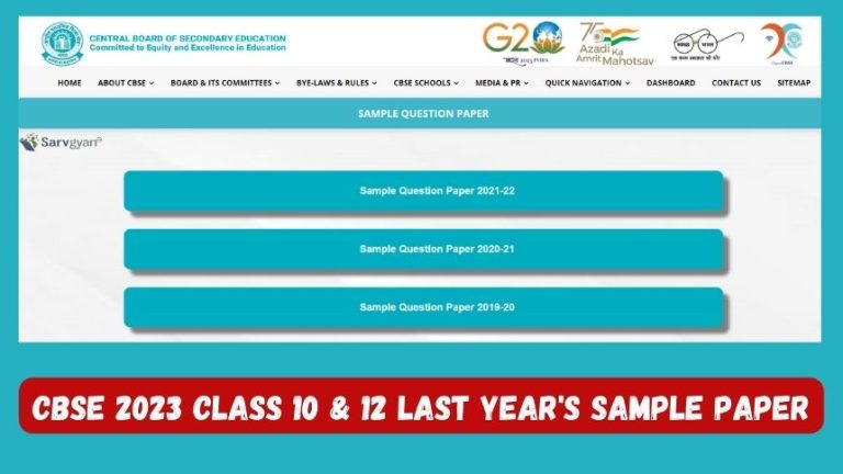 CBSE 2023 Class 10 & 12 Last Year's Sample Paper, Official PDF Here ...