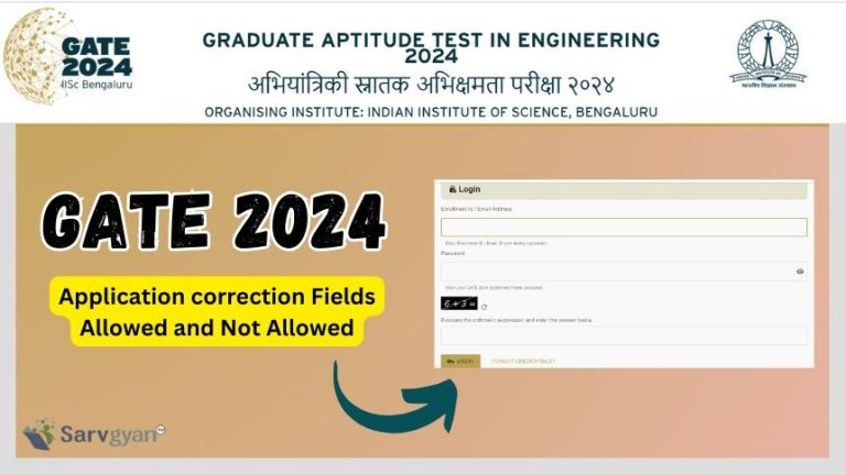 GATE 2024 Application Correction Fields Allowed and Not Allowed - SarvGyan News