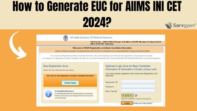 How to Generate EUC for AIIMS INI CET 2024? - SarvGyan News