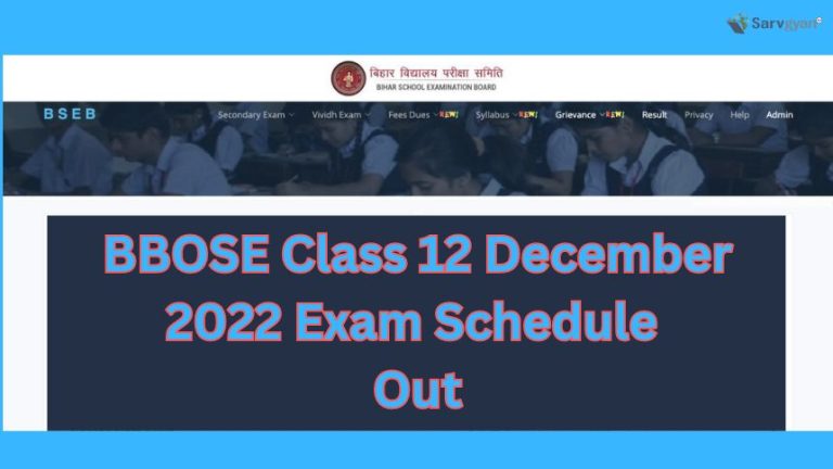 BBOSE Class 12 December 2022 Exam Schedule Out, Official PDF Here ...