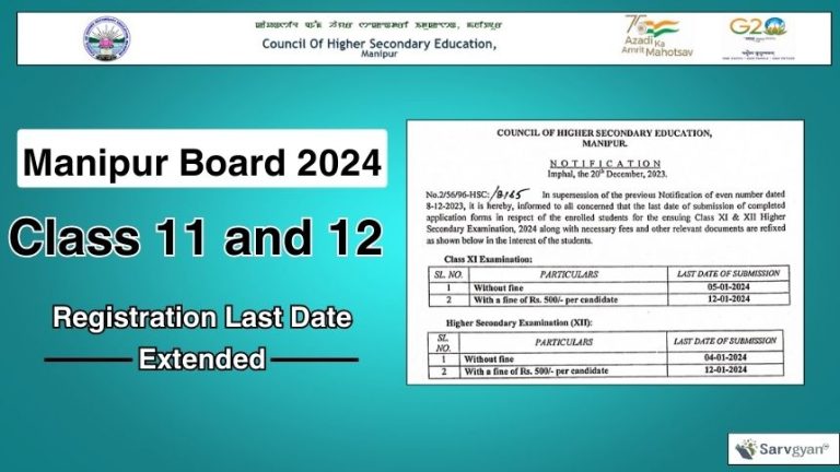 Manipur Board 2024 Class 11, 12 Registration Date Extended, Revised ...