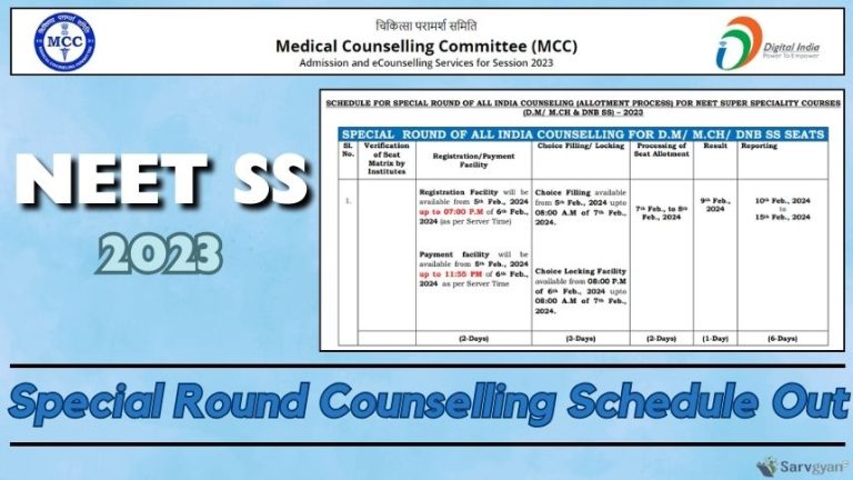 NEET SS 2023 Special Round Counselling Schedule Out, Details Here ...
