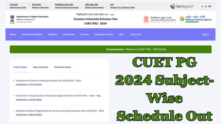 CUET PG 2024 Subject-Wise Schedule Out, Check Datesheet Here - SarvGyan ...