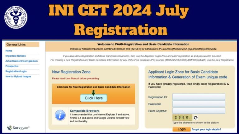 INI CET 2024 Registration Live: July Session Application available at ...