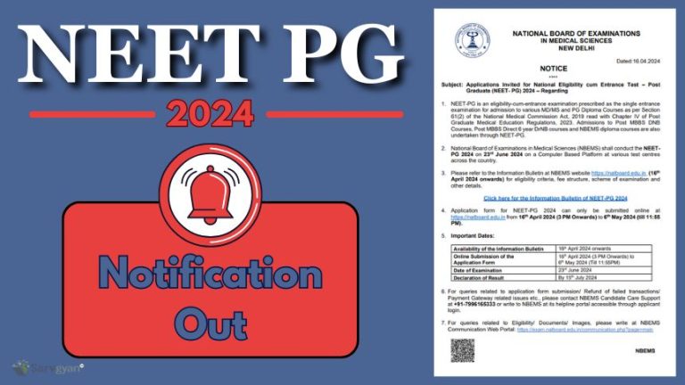 NEET PG 2024 Notification Out, Registration Begins Today From 3 PM - SarvGyan News