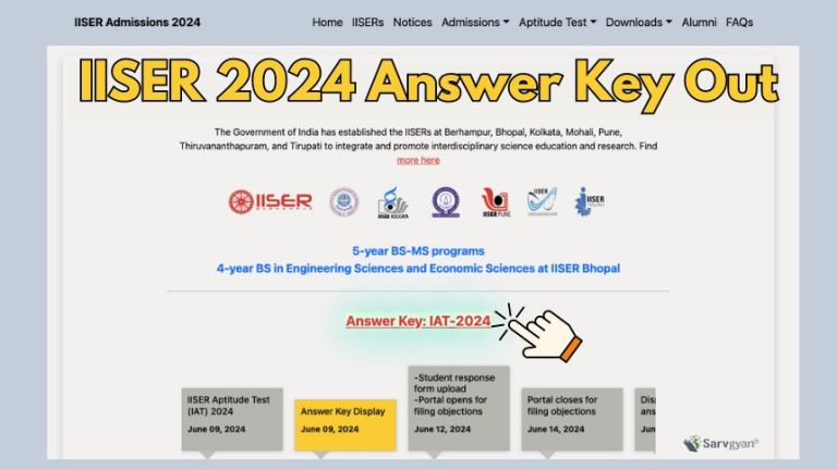 IISER 2024 Answer Key Out, Get Official PDF Here - SarvGyan News