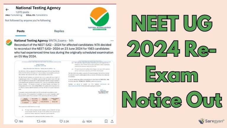 NEET UG 2024 Re-Exam Notice Out, Check Official PDF Here - SarvGyan News